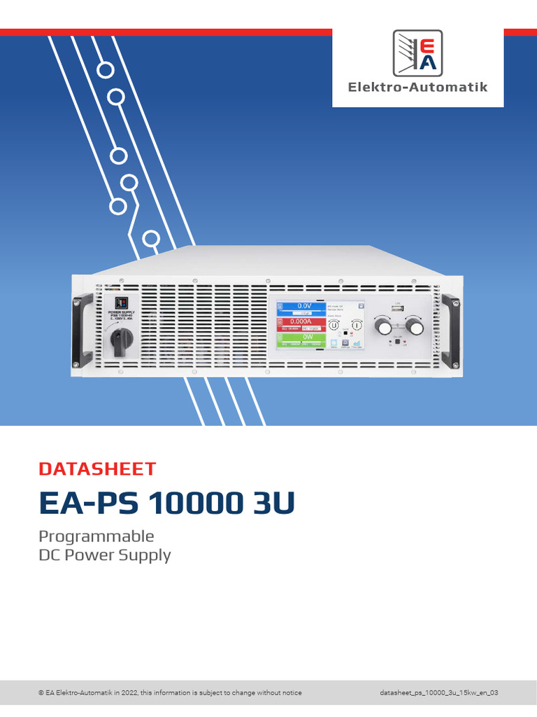 Datasheet Ps 10000 3u 15kw en | PDF | Power Supply | Direct Current