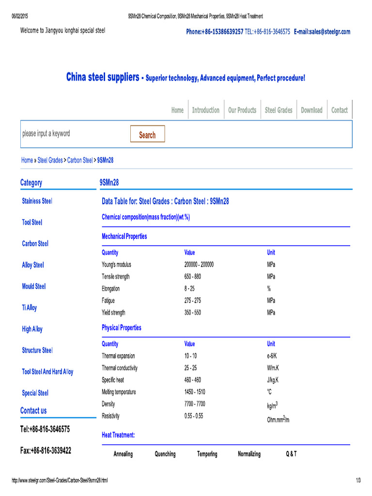 9SMn28 Chemical Composit. | PDF
