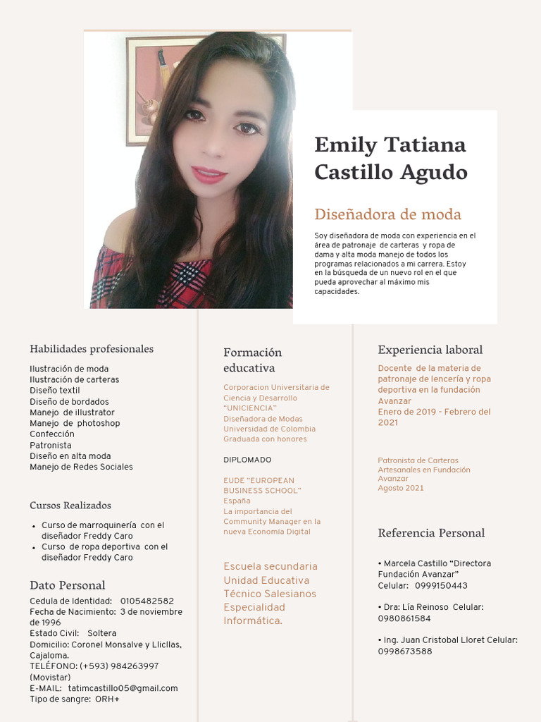 Currículum Vitae Tatiana Castillo | PDF