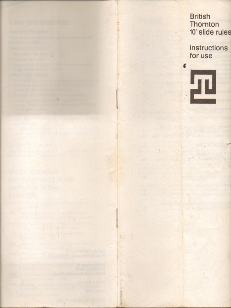 British Thornton Slide Rule Aa010 Comprehensive Manual | PDF