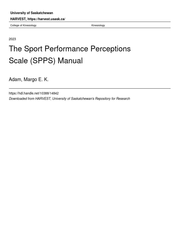 Sport Performance Perceptions Scale Manual | PDF