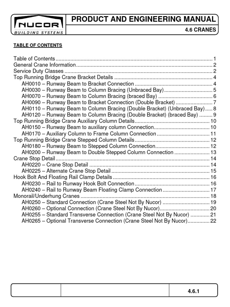 Metal Building Crane Detailsby Nucor Building Systems | PDF | Crane (Machine) | Elevator
