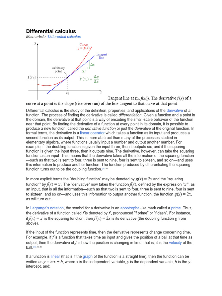 Differential Calculus Pdf Derivative Function Mathematics