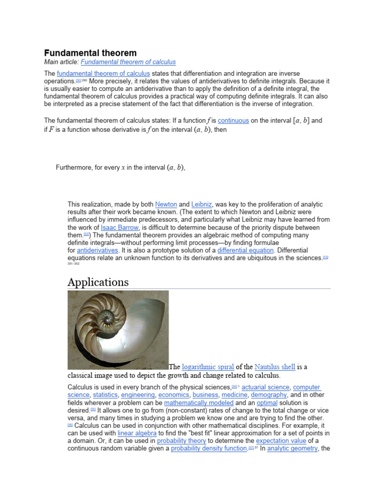 Fundamental Theorem of Calculus | PDF | Calculus | Integral