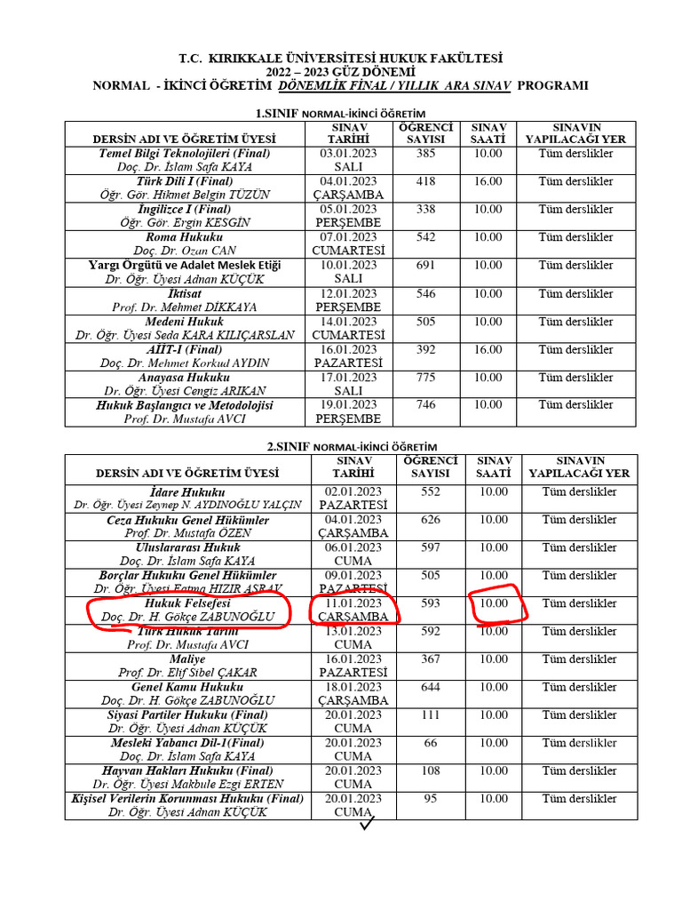 2022-2023 VİZE PROGRAMI yıllık-1 | PDF