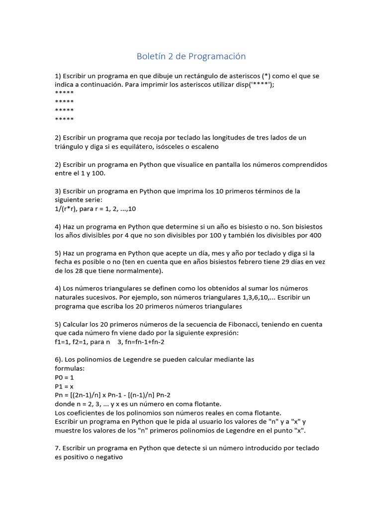 Ejercicios de Programación en Python | PDF