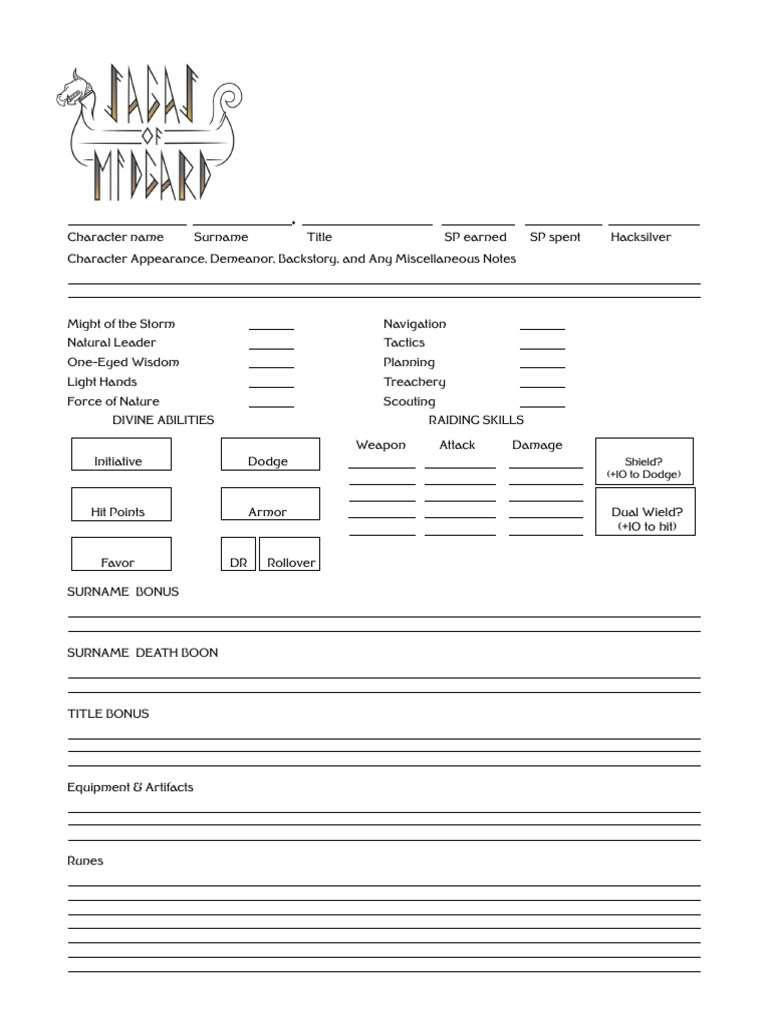 Character Sheet and Status Effects | PDF