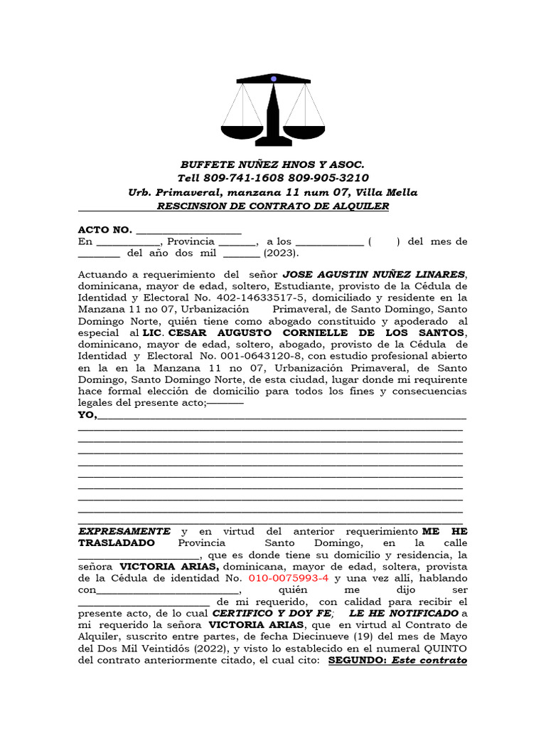 Rescisión de Contrato de Alquiler 2023 | PDF | Gobierno