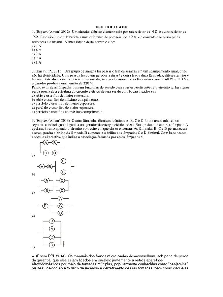 20 - Eletricidade | PDF | Rede elétrica | Resistência elétrica e condutividade