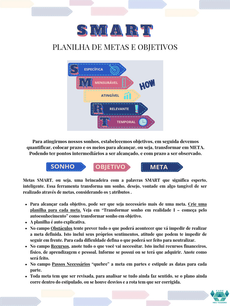 Smart Planilha de Metas e Objetivos Rev | PDF