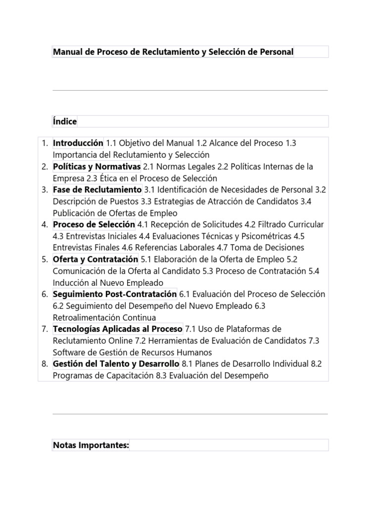 Manual de Proceso de Reclutamiento y Selección de Personal | PDF