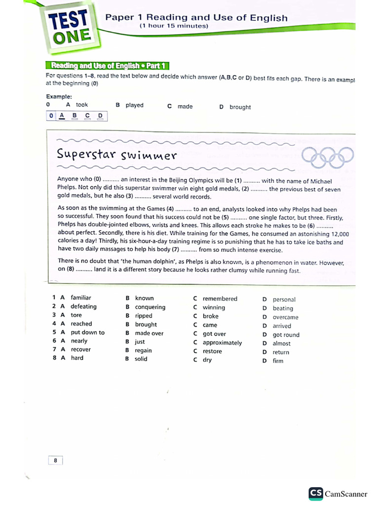 FCE 1 - Hamilton House - Test 1 - Reading and Use of English | PDF