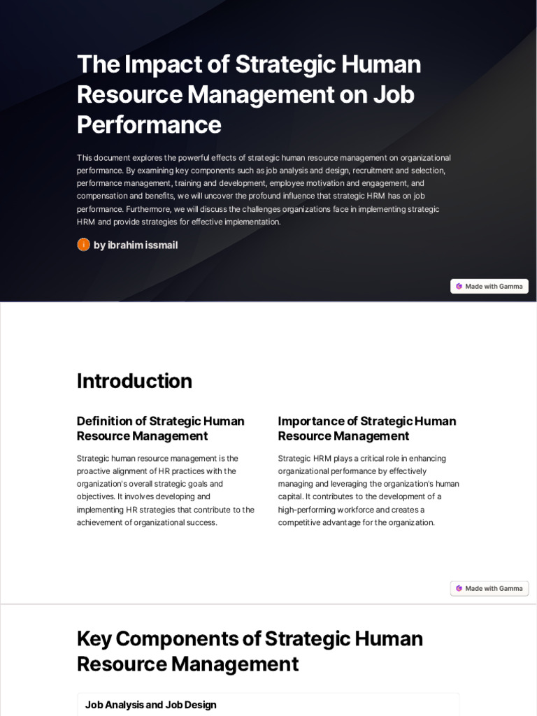 The Impact of Strategic Human Resource Management On Job Performance ...