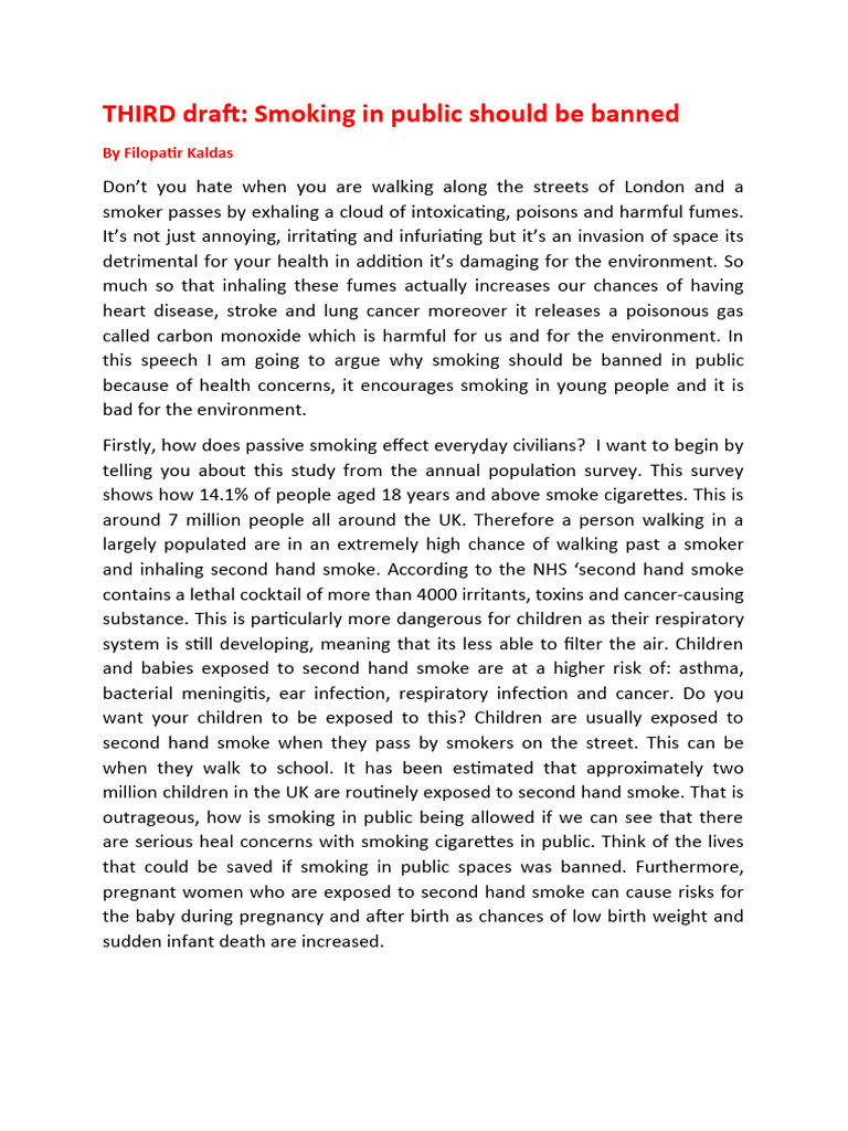 GCSE English Speech Draft | PDF | Tobacco Smoking | Addiction