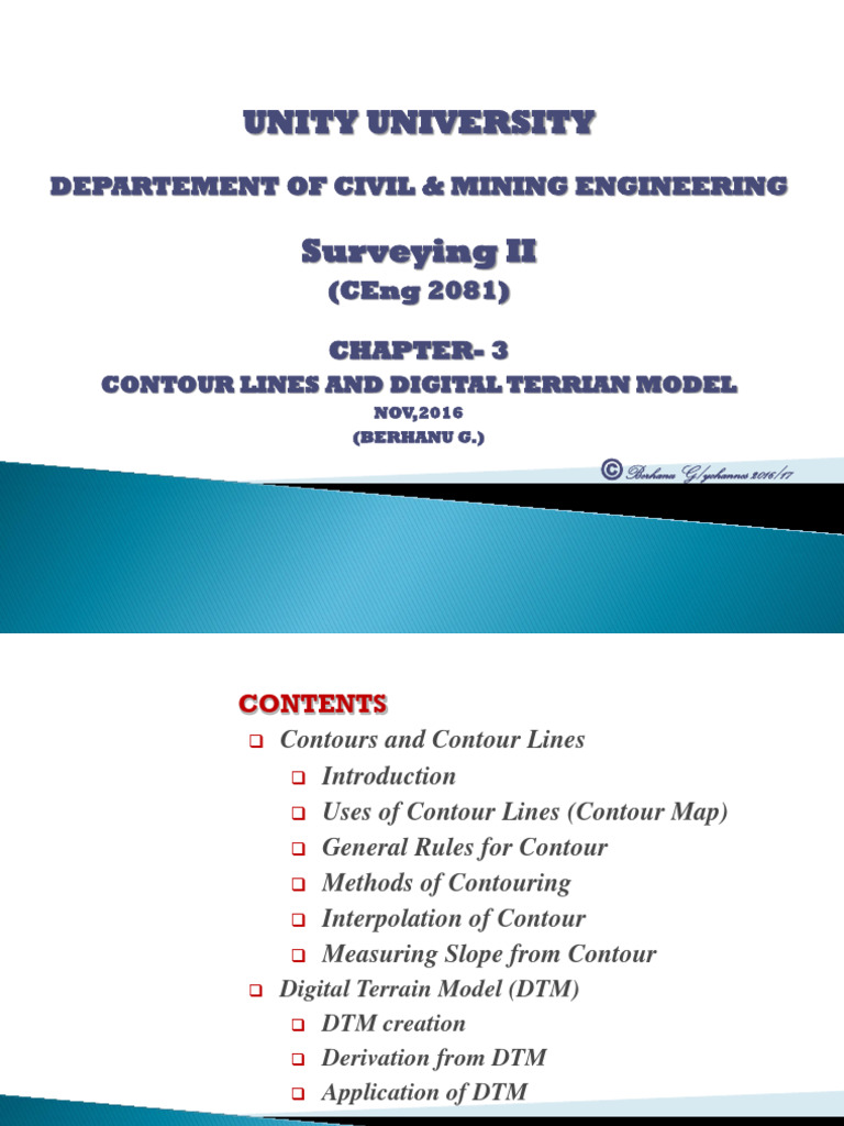 CHAPTER 3 Contour Lines and DTM | PDF | Contour Line | Topography