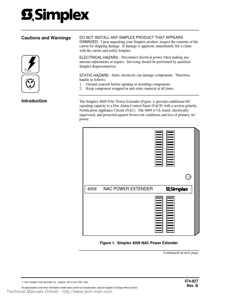 Simplex-4009 NAC Power Extender Rev A | PDF | Electrical Wiring ...