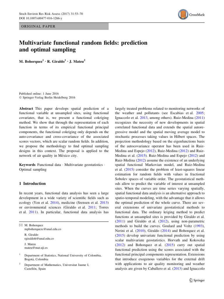 Datos Funcionales Multivariados Muestreo y Predicción | PDF ...