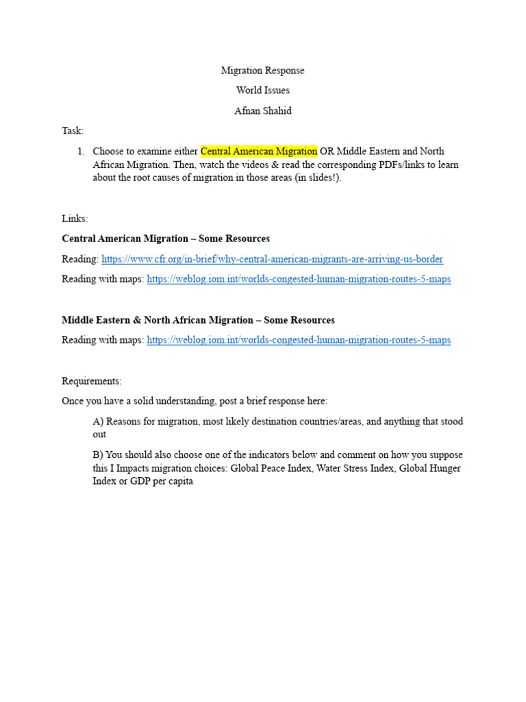 Unit 3 - CGW4U - Discussion 4 (Migration Response) - Afnan Shahid | PDF ...