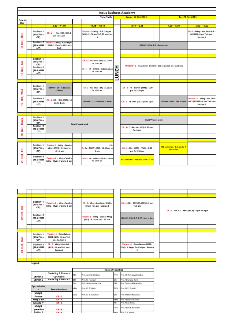 Oct 17 - Oct 23 - 2nd Yr - Time Table | PDF | Accountability | Human ...