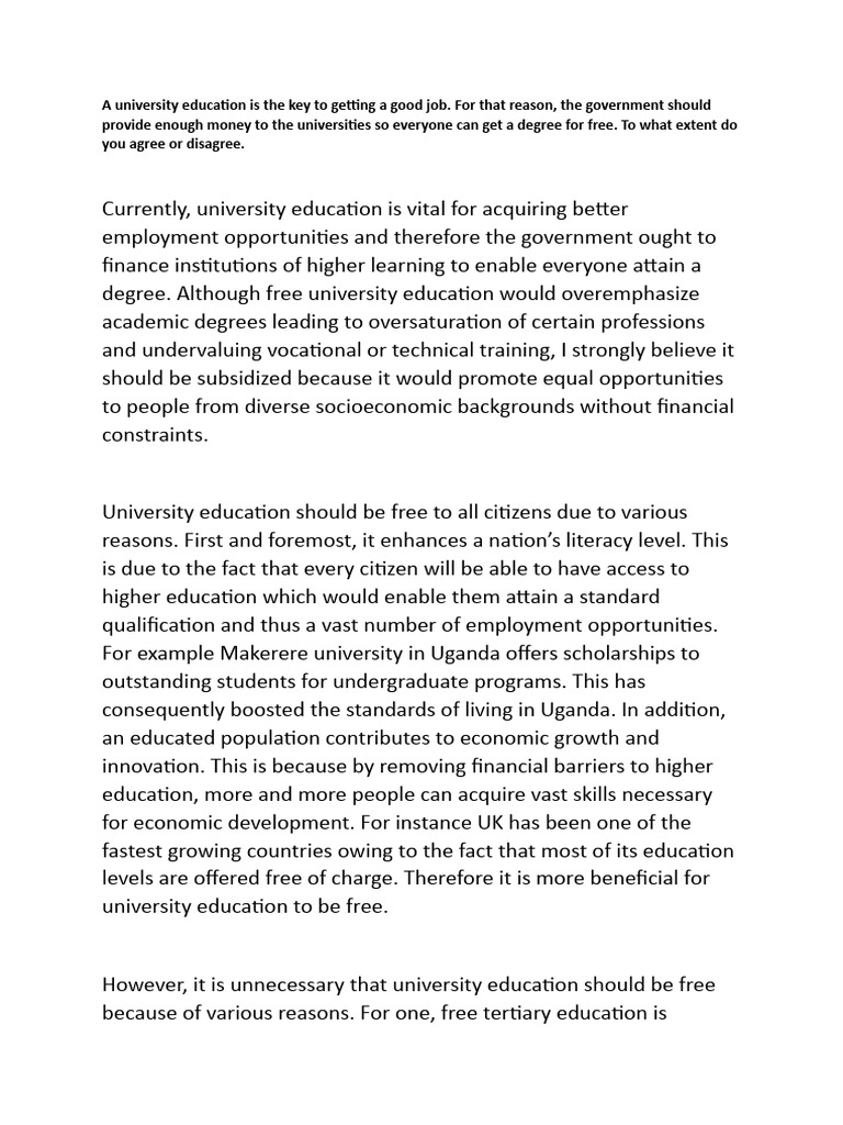 Essay Sample University Education. | PDF