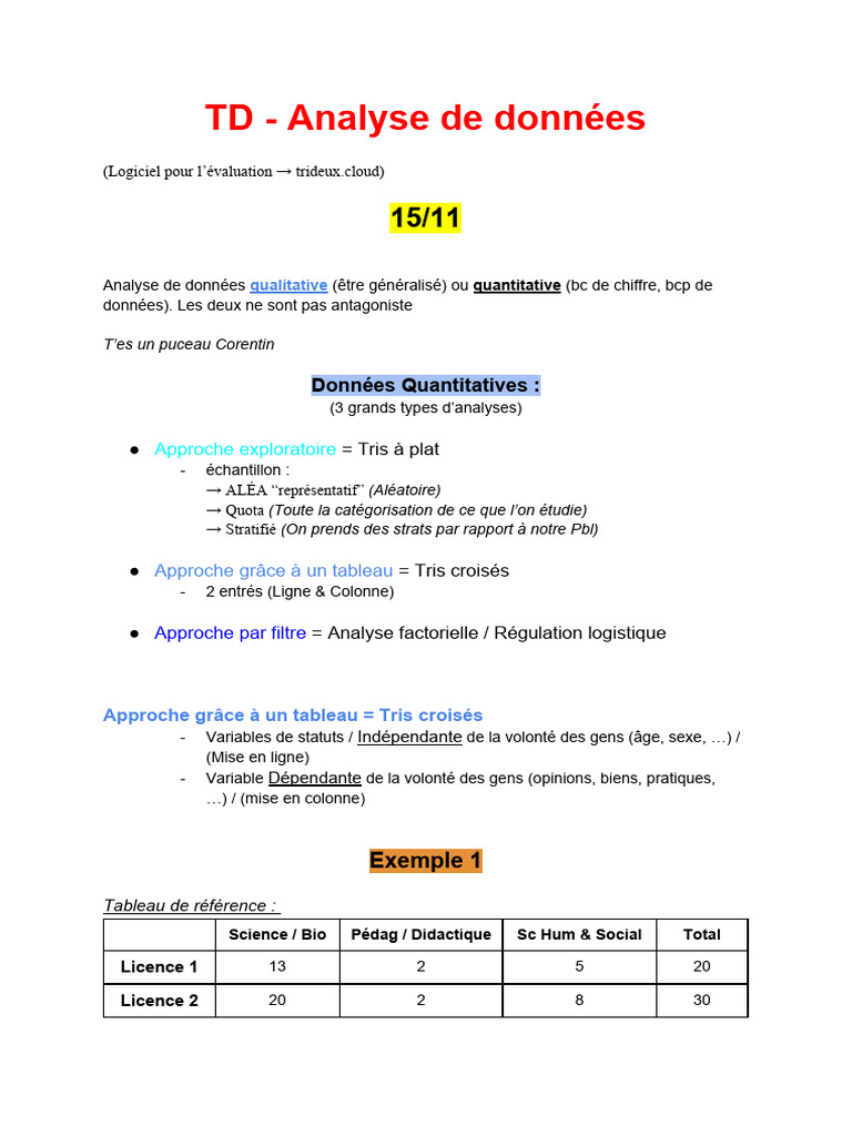 TD - Analyse de Données | PDF