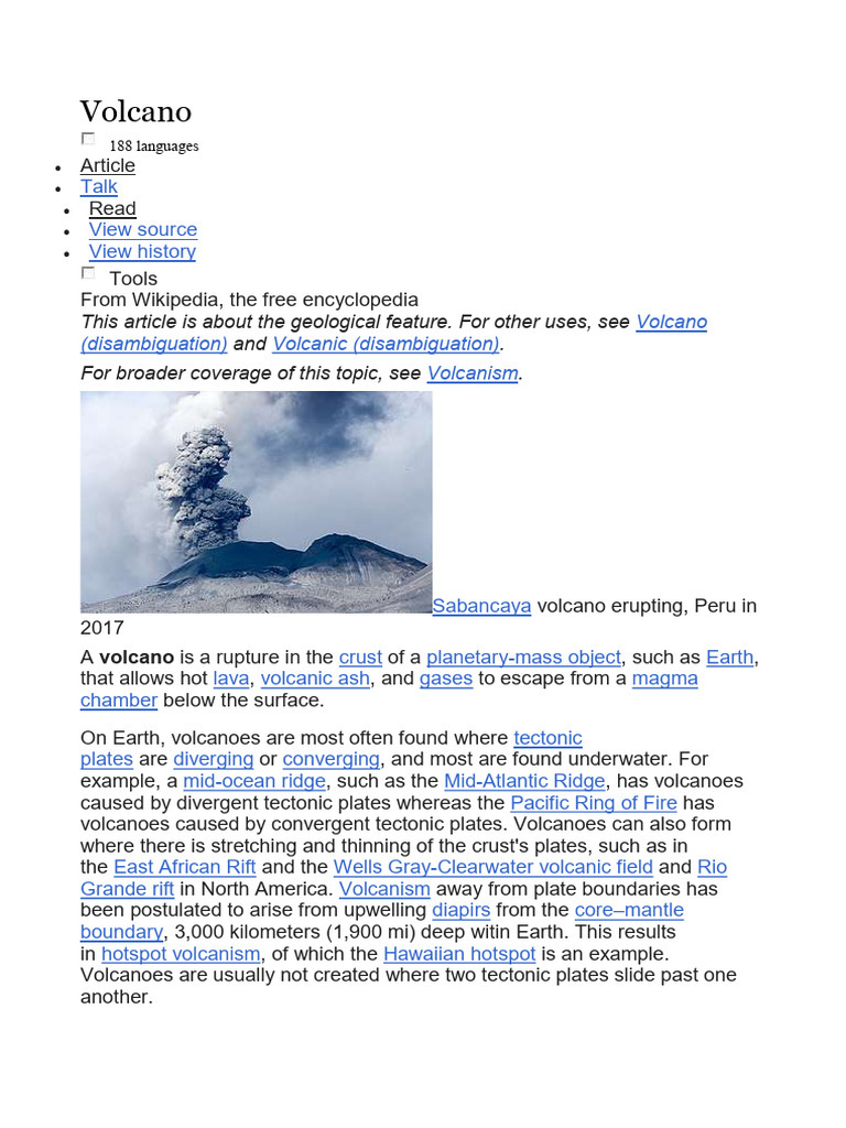 Volcano: 188 Languages | PDF