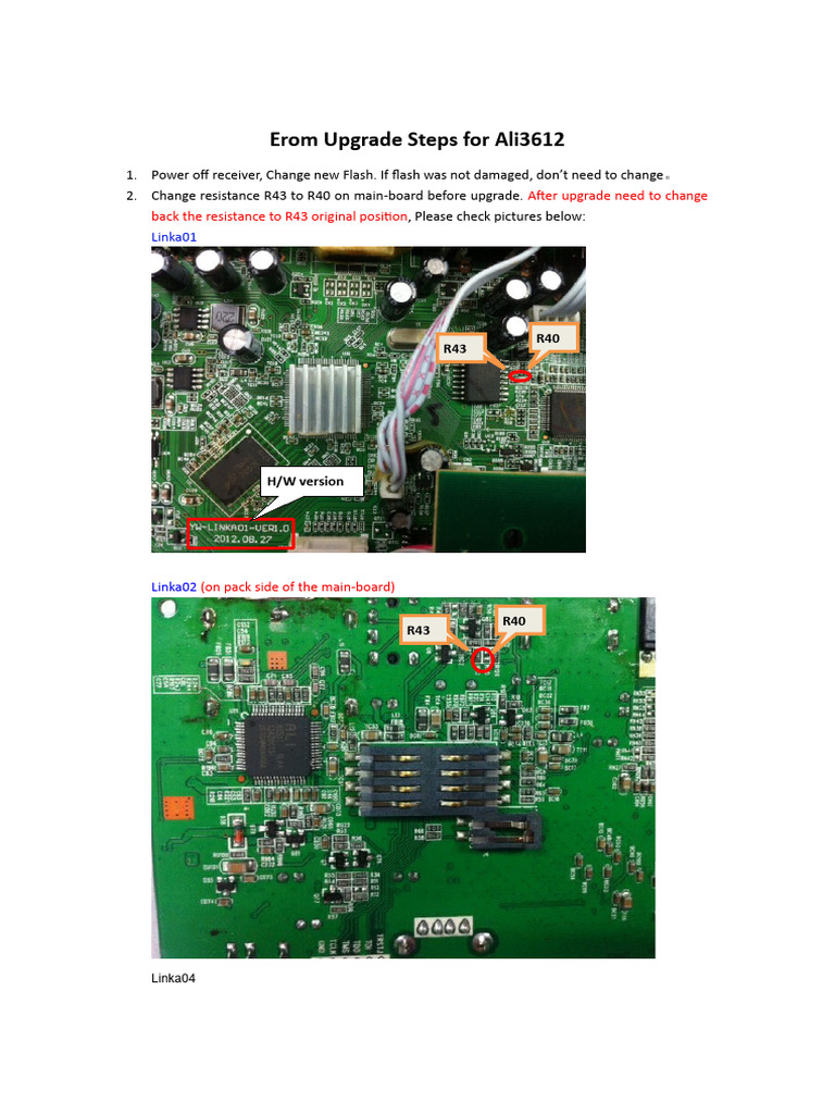 Erom Upgrade Guide for Ali3612 Receiver | PDF | Technology & Engineering