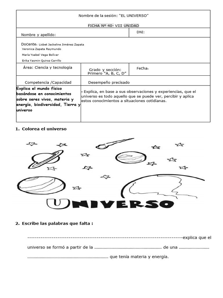 Ficha El Universo | PDF
