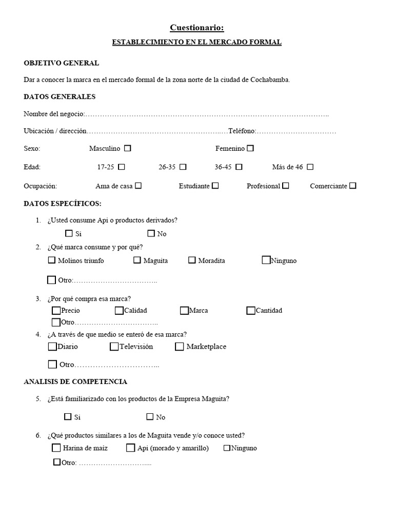 Cuestionario Maguita Hipermercado | PDF | Negocios económicos | Business