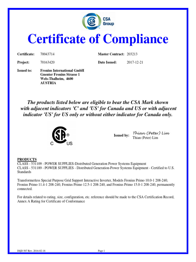 CERTIFICADO DE INVERSOR_FRONIUS | PDF CERTIFICADO DE INVERSOR_FRONIUS | PDF