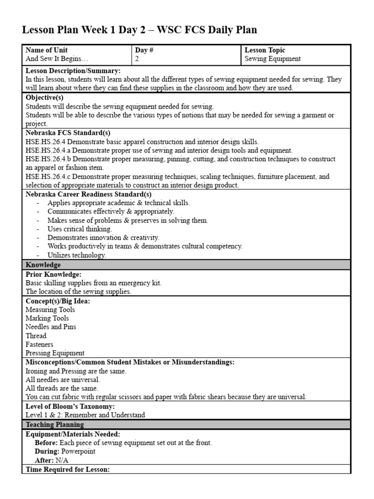 Day 2 Lesson Plan Britney Kreikemeier | PDF