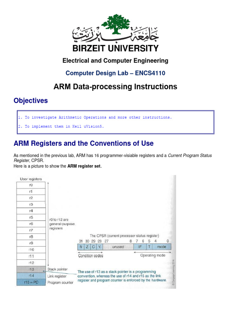 Exp2 - ARM Data Processing Instructions | PDF | Central Processing Unit | Computer Hardware
