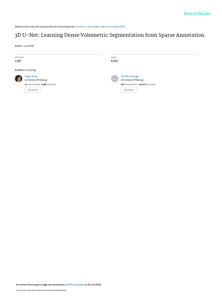 3D U-Net Learning Dense Volumetric Segmentation FR | PDF | Image Segmentation | Cybernetics