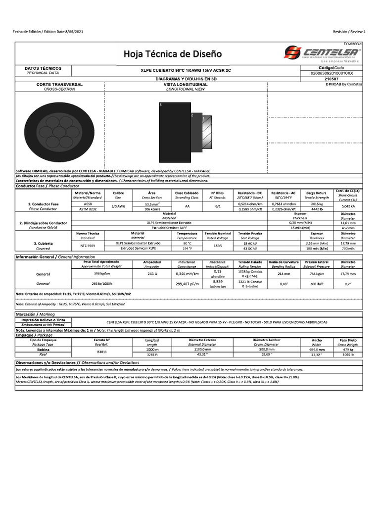 Ecologico Cubierto 1 - 0 15KV 2C | PDF