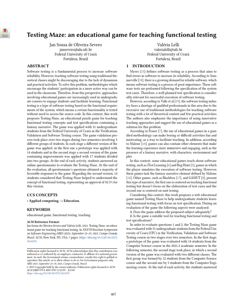 Testing Maze: An Educational Game For Teaching Functional Testing | PDF ...