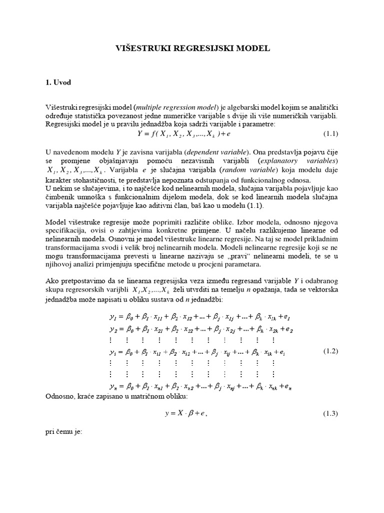 Višestruki Regresijski Model | PDF