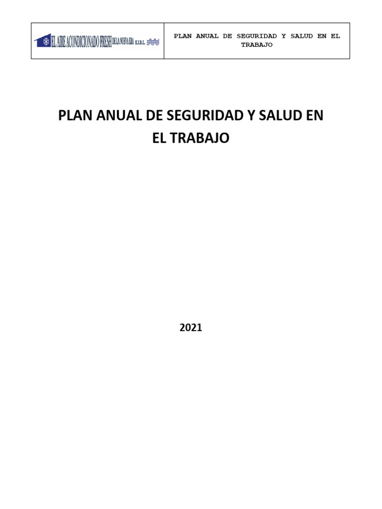 Plan Anual de Seguridad y Salud en El Trabajo 2021 | PDF | Negocios
