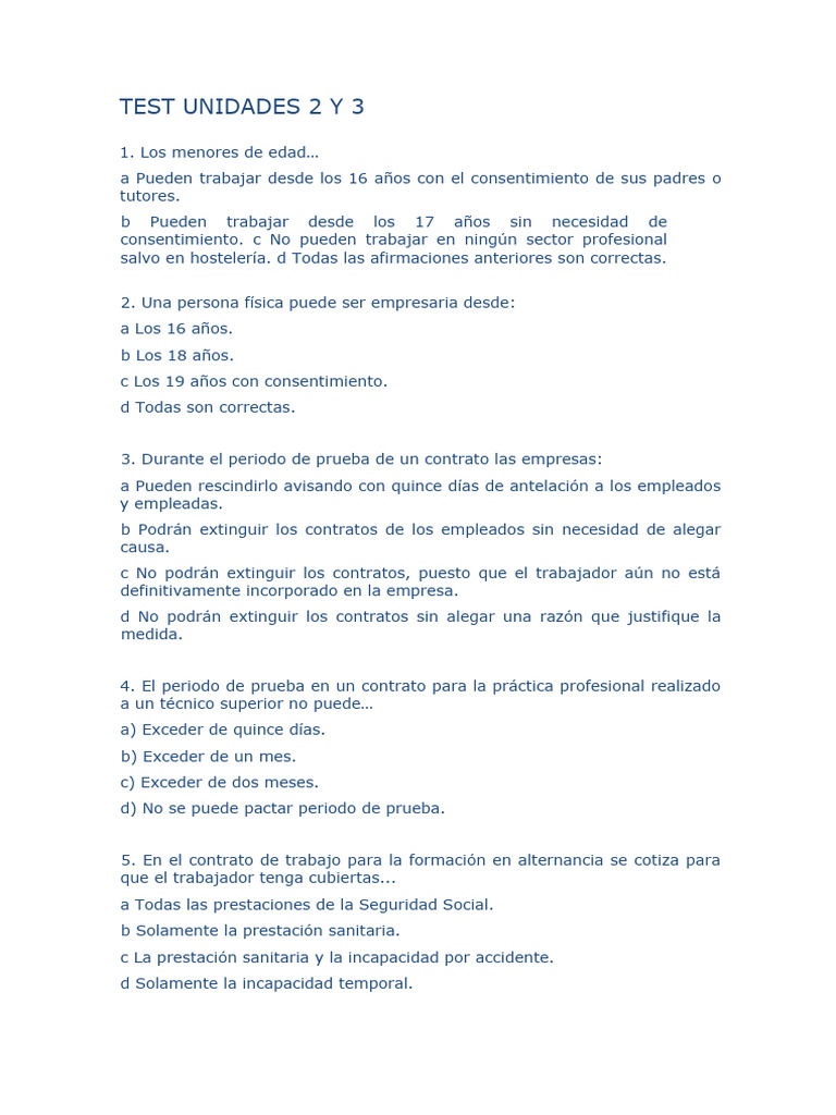 Test Unidad 2 y 3 | PDF | Negocios