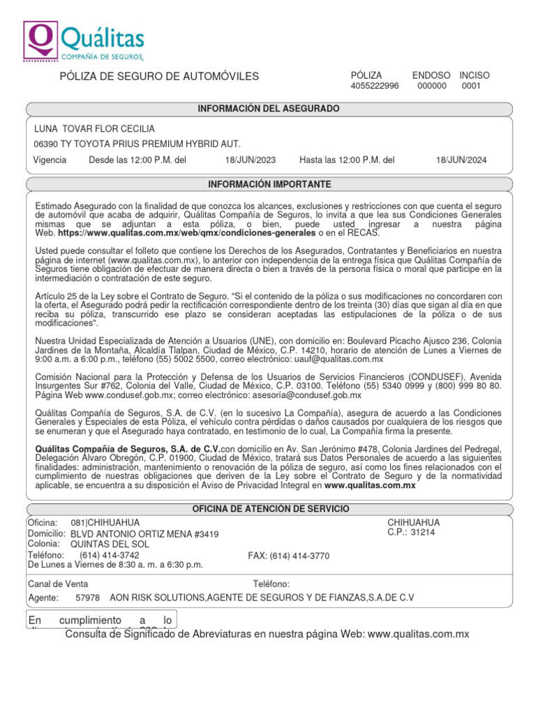 Qualitas Editable | PDF | Póliza de seguros | Seguro