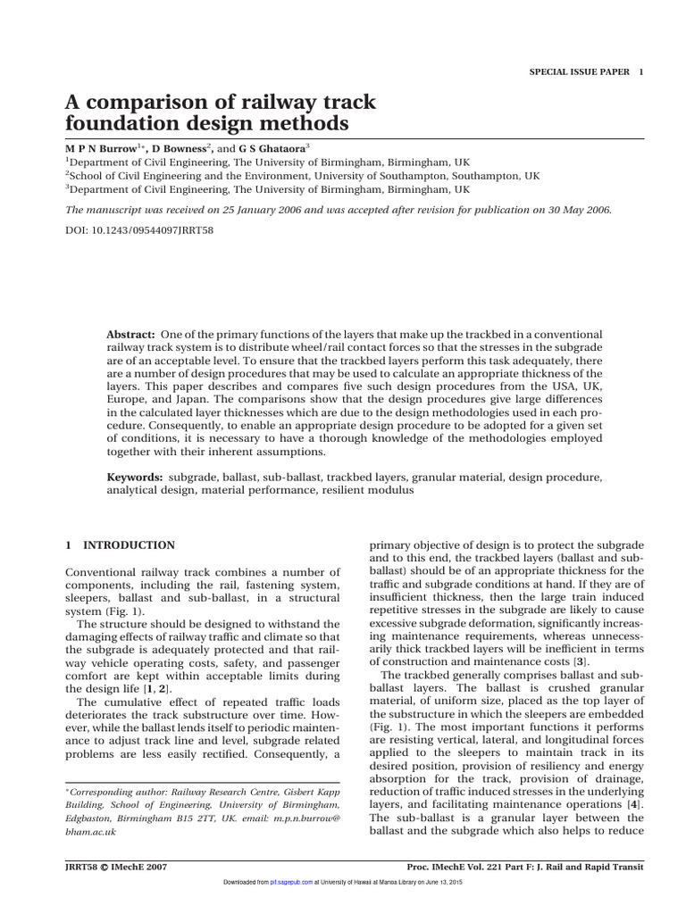 A comparison of railway track foundation design methods | PDF | Stress (Mechanics) | Deformation ...