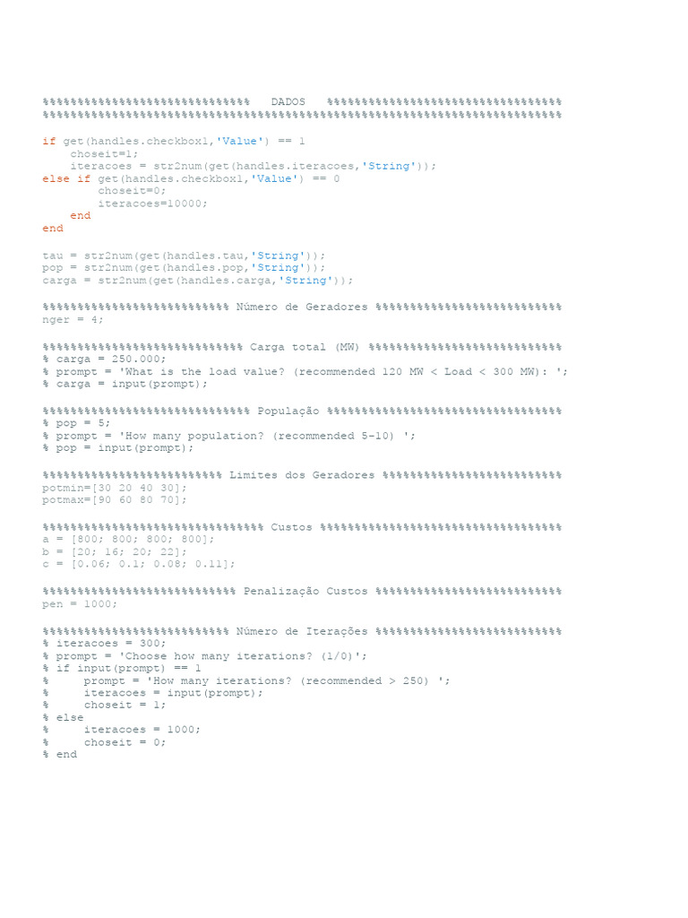 Exemplo Codigo MATLAB | PDF