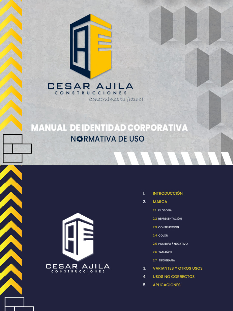 MANUAL DE MARCA CONSTRUCTORA AJILA | PDF | Modelo de color Rgb | Amarillo