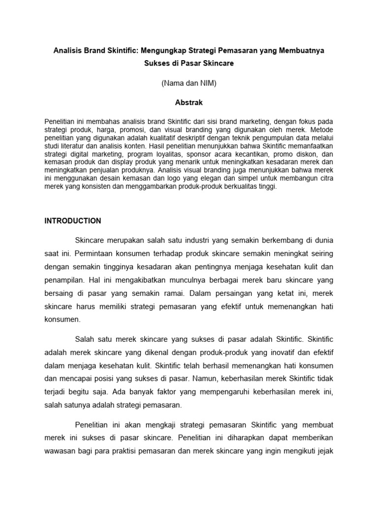 Analisis Brand Skintific | PDF