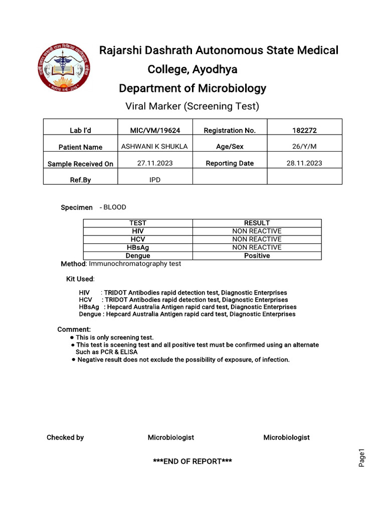 Rajarshi Dashrath Autonomous State Medical Report Format | PDF ...