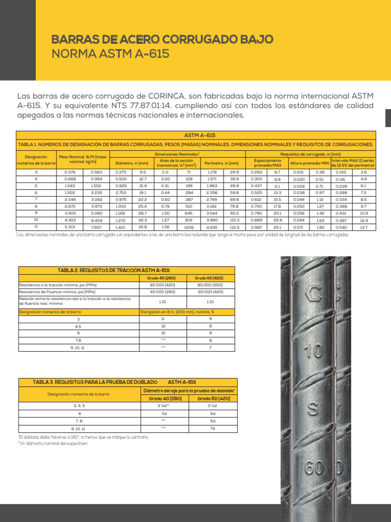 ÁREAS DE ACERO CORRUGADO - barras-de-acero-corrugado-bajo-norma-ASTM-A-615 | PDF | Ingeniería de ...