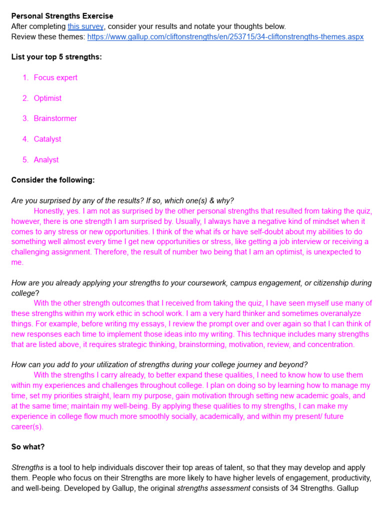 Personal Strengths | PDF