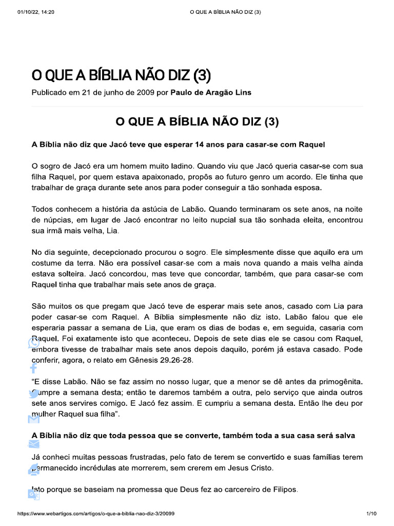 o Que a Bíblia Não Diz (3) | PDF
