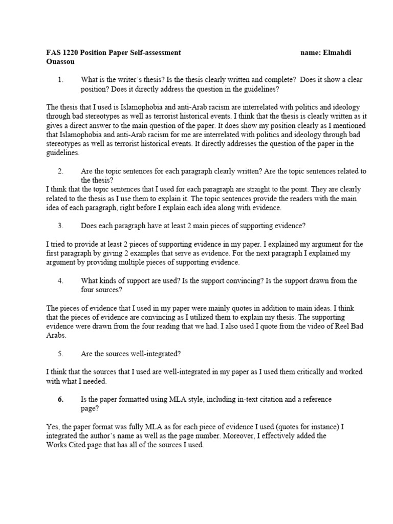 Paper Self Assessment | PDF | Human Communication