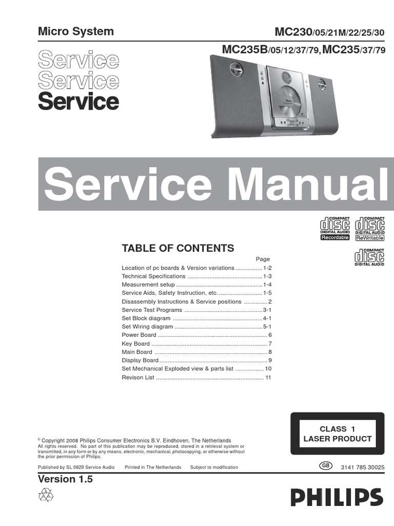 Philips MC 235 B Service Manual | PDF | Mains Electricity ...