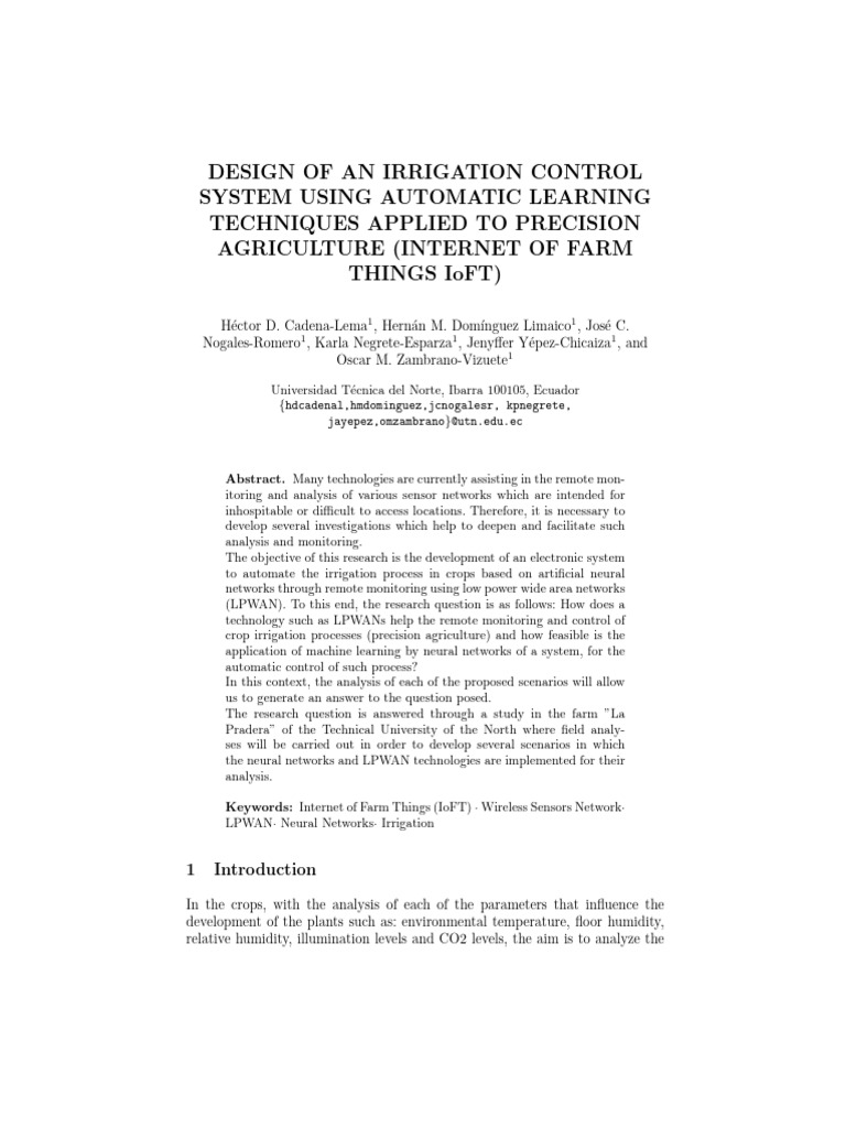 Design of An Irrigation Control System Using Automatic Learning ... Design of An Irrigation Control System Using Automatic Learning ...